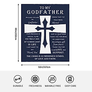 BLOOM SOMEWHERE to My Godfather from Godchild Christian Gifts for Godfather Proposal Gift for Easter Day Thanksgiving Day ChristmasBed Flannel Fleece Plush Blankets,50x60in