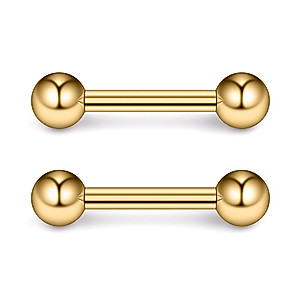 Ruifan Mix Color 316L Stainless Steel Nipple PA Tongue Shield Barbell Ring Bar Body Piercing Retainer 12G 12mm 12PCS