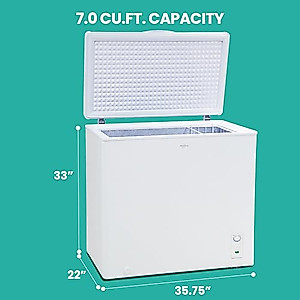 Koolatron 7.0 CuFt Chest Freezer with Manual Defrost Removable Storage Basket Adjustable Thermostat Quiet Compressor Cooling Stay-Open Lid Energy Efficient Deep Freezer for Home Basement Garage