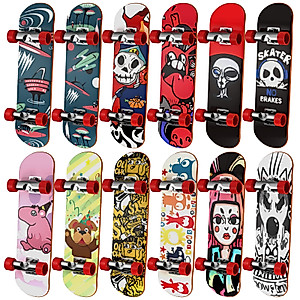 HOMETALL Finger Skateboards for Kids Set of 12, Mini Skateboard Fingerboards 12 Pieces Finger Toys Pack, Gifts for Kids Children Finger Skater