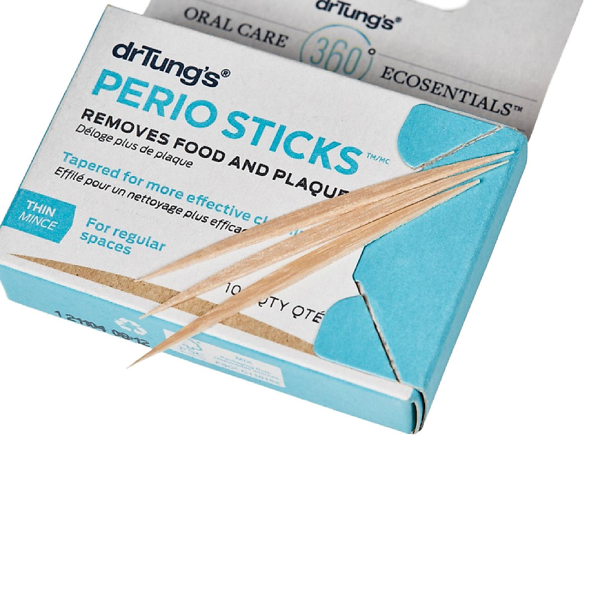 DrTung's Double-Sided Perio Sticks - Dental Sticks for Humans, Dental Floss Picks, Plaque Remover for Teeth, Dental Toothpicks, Dental Picks for Teeth Cleaning - Thin, 100 Count (Pack of 6)