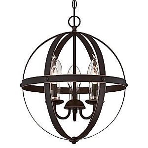Westinghouse Lighting 6360600 Stella Mira Three-Light Chandelier, Oil Rubbed Bronze Finish with Highlights and Clear Glass Candle Covers Outdoor Pendant , Oil-rubbed Bronze
