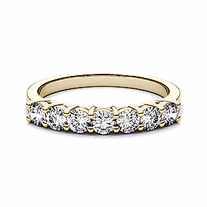 14K Yellow Gold 3.0mm Moissanite by Charles & Colvard Seven Stone Band- size 7 0.70cttw DEW