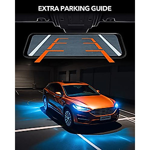 WOLFBOX G840H 2.5K Mirror Dash Cam,12'' Mirror Dash Cam Front and Rear,1080P Rear View Mirror Camera,Dual Dash Camera for Cars with 32GB TF Card & GPS,Super Night Vision,Parking Monitoring