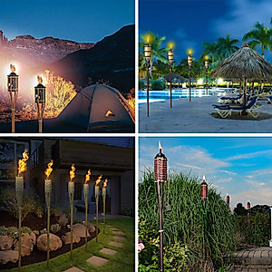 SUNYPLAY Torch Canisters, 12 oz Bamboo Torch Refill Canister, 4 Pack Replacement Outdoor Torch Canister with Wicks and Covers for Luau Party, DIY Garden Torch Decor