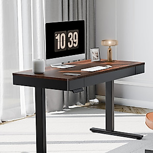 FLEXISPOT E1FR Height Adjustable Standing Desk 55 Inches 2 Tier Electric Sit Stand Up Home Office Desk with Memory Controller Pegboard Ergonomic Workstation (White Frame + 55" Maple Top)