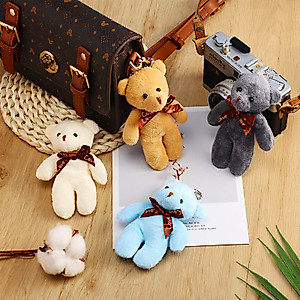 Skylety 24 Pcs 4.7 Inch Mini Bear Toy Tiny Bears Doll Bulk Multicolor Soft Plush Stuffed Animals Small Bears for Keychain DIY Craft Baby Shower Birthday Valentine's Day Gifts