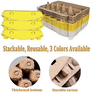 Acrux7 21 Pack Egg Cartons Holds Up to 12 Count Eggs, 1 Dozen Blank Natural Paper Pulp Egg Cartons with Stickers, Reusable Sturdy Design Cardboard Egg Cartons for Kitchen, Farmhouse, Market (3 Color)