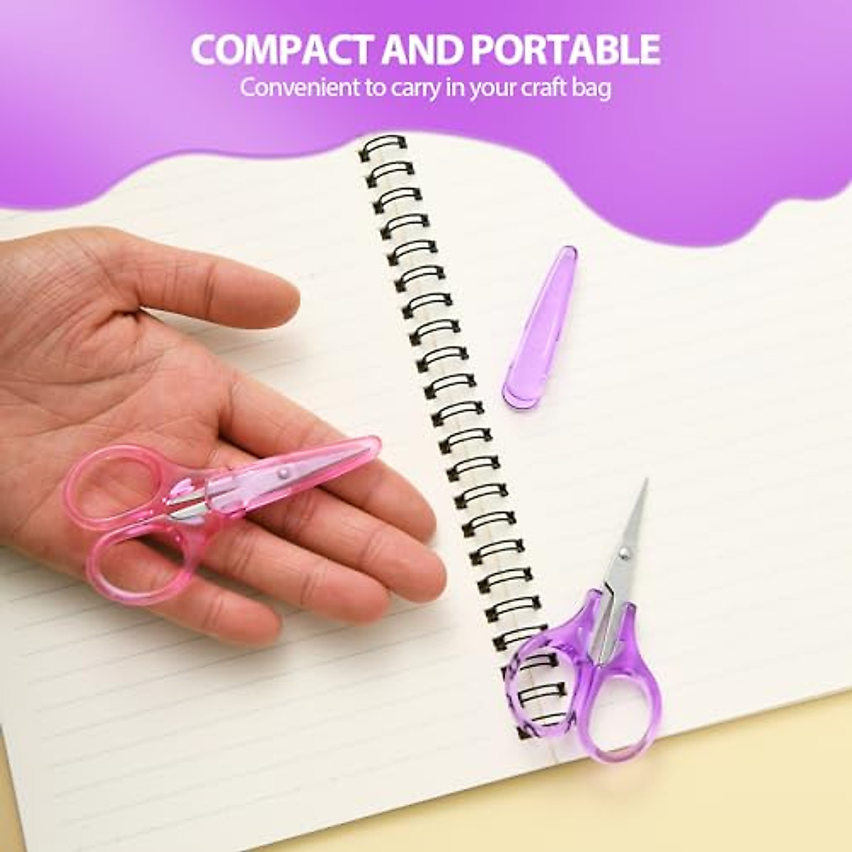 2 Pcs Small Scissors All Purpose Precision Stainless Steel Detail Scissors with Protective Cover Mini Sharp Craft Scissors Straight Fine Tips Sewing Scissors for Embroidery Knitting Paper Cutting