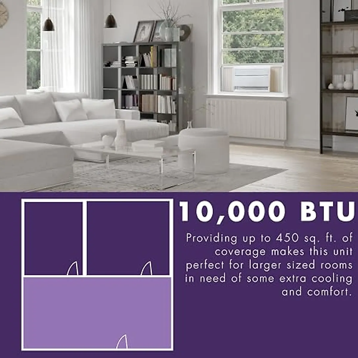 Freonic 10,000 BTU Window Air Conditioner and Dehumidifier, 115V Window AC Unit for Apartment, Living Room, and Medium Rooms up to 450 Sq. Ft., Air Conditioner Window Unit with Remote Control in White