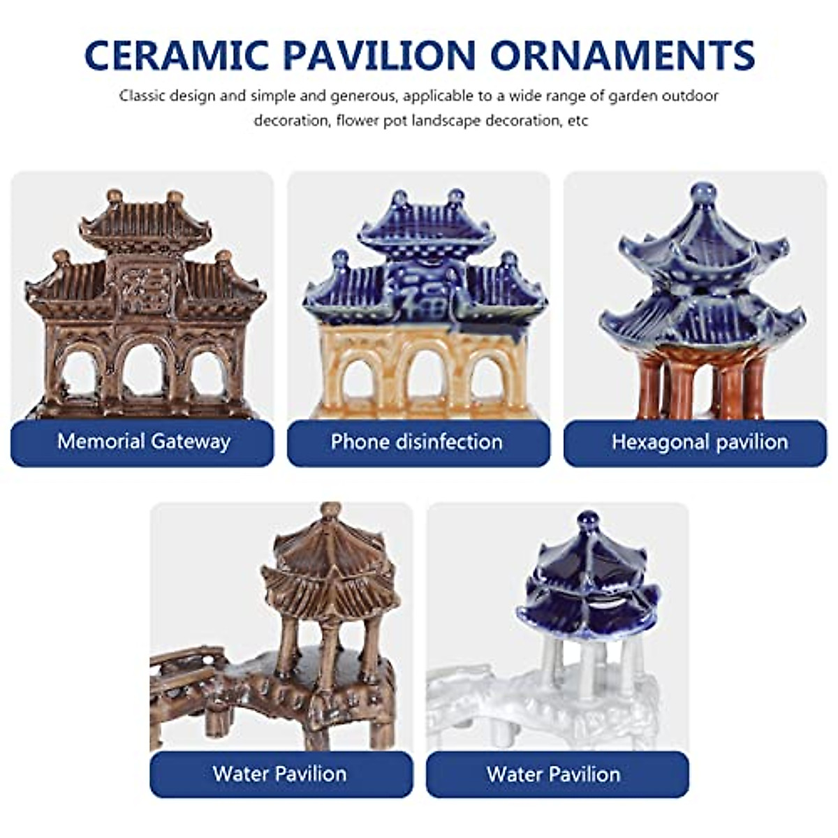 Angoily 5 Pcs Ceramic Pavilion Ornaments Stupa Statue Good Luck Statue Pagoda Garden Statue Aquarium Artificial Mini Fairy Household Decor Pavilion Model Bonsai Ceramic Pagoda Ceramics