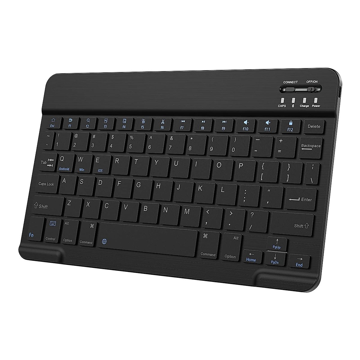 Ultra-Slim Small Bluetooth Keyboard, Portable Rechargeable External Cordless Wireless Keyboard for Android Tablet Cell Phone Samsung Smartphone iPad Mini Air Pro iPhone Windows Surface (Black)