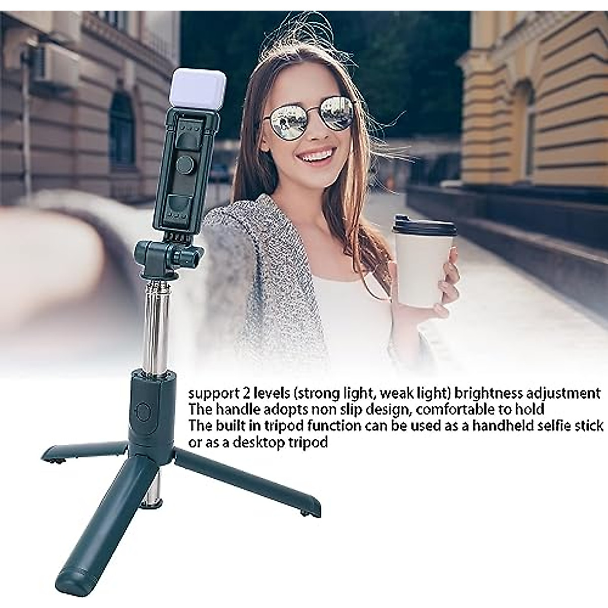 Bewinner Selfie Stick Tripod with Remote, Extendable Selfie Stick Tripod with Fill Light Compatible with Phone 13/13 Pro/12/11/11 Pro and Android Smartphone for Vlog Shooting