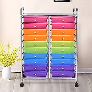 WFHTU 20 Drawers Rolling Cart Storage Scrapbook Paper Studio Organizer Mutli Color Home Furniture