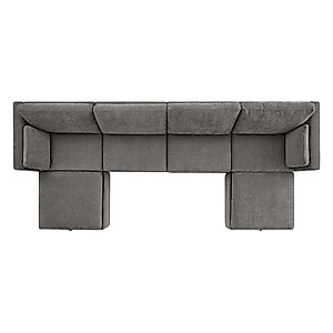 CHITA Oversized Modular Sectional Fabric Sofa Set, Extra Large U Shaped Couch with Reversible Chaise, 146 inch Width, 6 Seat Modular Sofa with Storage Ottamans, Grey