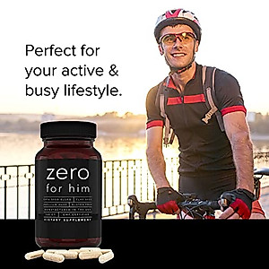 Zero for Him Dietary Fiber Supplement for Men (150caps) Strong Vegan Fiber Pills, Psyllium Husk, Flax Seeds and Chia Seeds Pure Supplement for Digestive Health, Men Seeking Clean and Fun Night