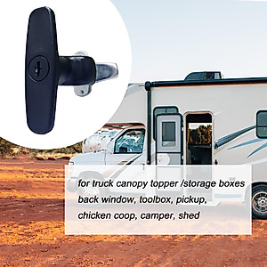 evan T Handle Latch Lock, Zinc Alloy T Handle Cabinet Lock with Keys, Truck Topper Lock, T Handle Latches for Cabinet, Truck, Camper Shell, Storage, Toolbox, Pickup, Garage, Trailer,3 Pack