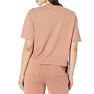 Amazon Essentials Women's Organic Cotton Drop Shoulder Relaxed Boxy Short-Sleeve T-Shirt (Available in Plus Size), Light Brown, Large