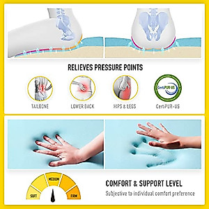 SUNROX Gel Memory Foam Bench Cushion with Ties, Ultra Durable Water Resistant FadeShield Outdoor/Indoor Universal Bench Seat Pads 48 x 16 x 4 inch, Heather Indigo