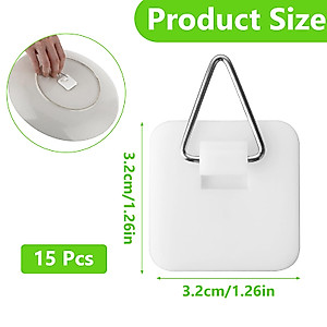 Gjinxi 15PCS Invisible Adhesive Plate Hangers, Wall Plate Hanger Display Holder, 1.25 Inches Vertical Plate Holders for The Wall Hooks, Picture Hanger Hanging Hooks for Decorative Plates and Wall Art