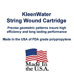 KleenWater String Wound Water Filter Cartridges, 2.5 x 20 Inch, 5 Micron, Made in USA, Pack of 6