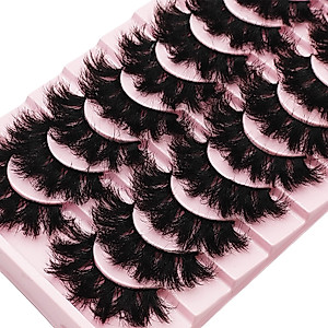 Mink Lashes Fluffy 20MM Dramatic Eye Lashes, Wispy 3D Long Big Eyelashes Mink 18MM False Bottom Lashes Pack 10 Pairs