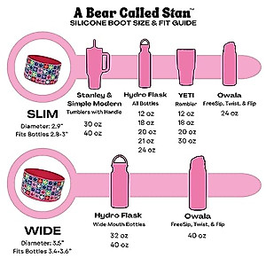 Silicone Water Bottle Boot for Stanley Cup, Hydro Flask, YETI, Owala, Simple Modern, HydroFlask Tumbler Bottles | WIDE | Berry Bouquet Check | Compatible with 32oz, 40oz