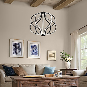 With Light Forward Modern LED Chandelier，Black Adjustable Hanging Chandelier ，Easy to Install, Suitable for Foyer, Dining Room, Living Room, Bedroom(Black, 10 Light-MAX)