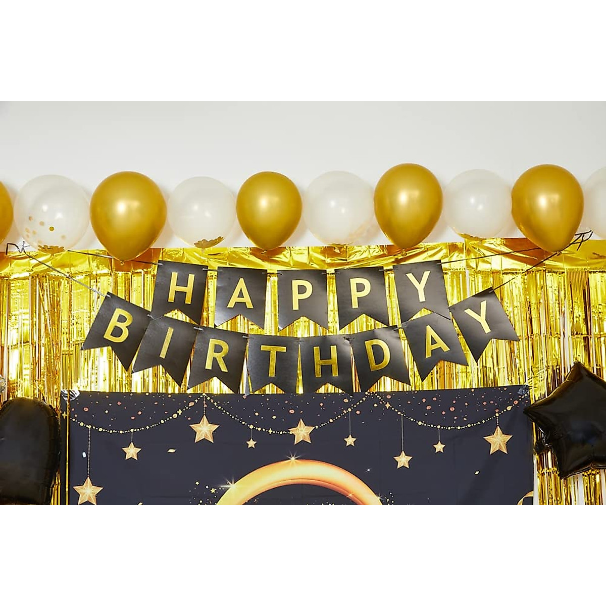 50th Birthday Party Decorations to 50 Years Old Party Supplies for Men with Balloons Garland kit, 50th Birthday Backdrop, Happy Birthday Banner, Foil Balloons and Curtains