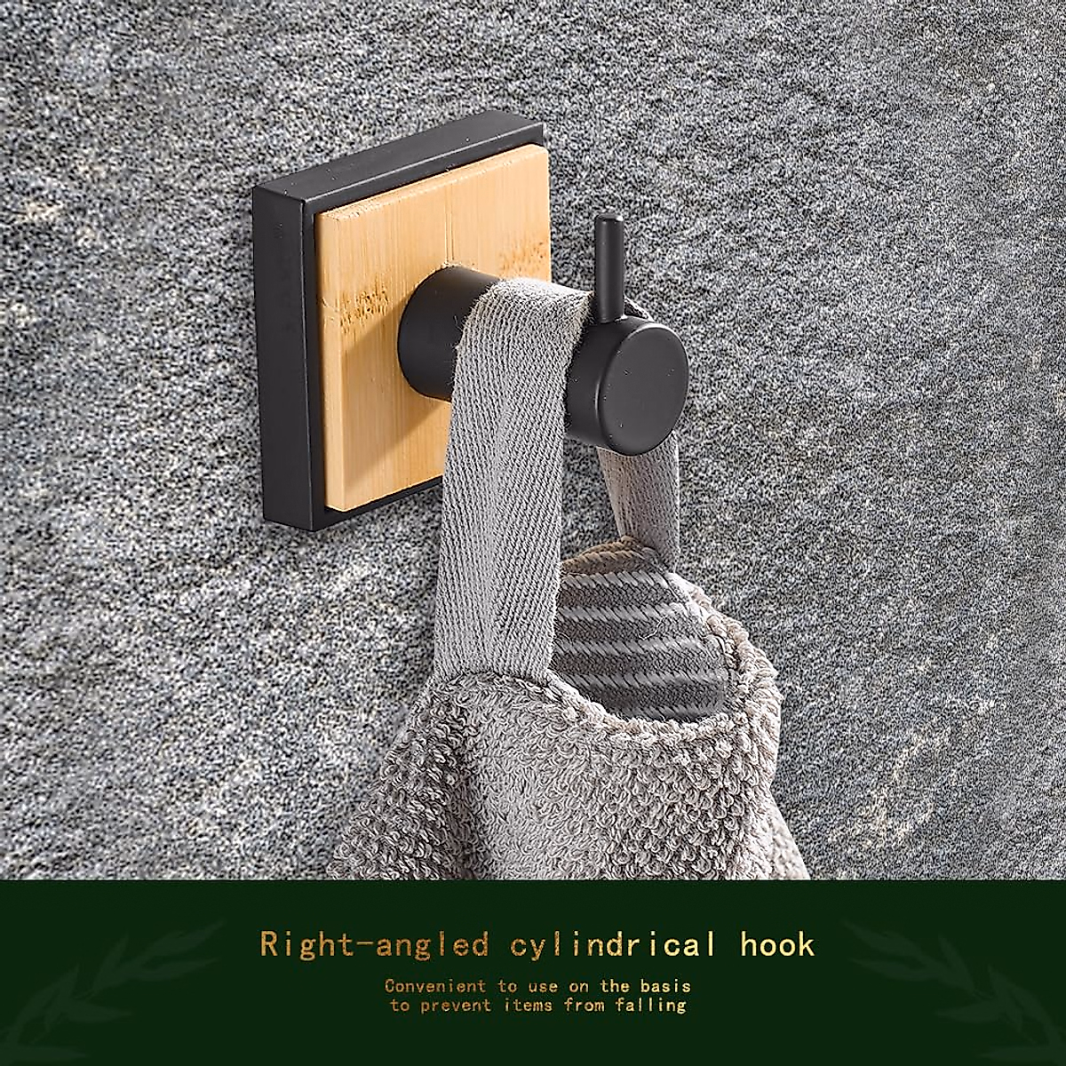 Sino Salected Bamboo Coat Hooks Wall Mounted Chocolates - 3 Pack Heavy Duty Towel Hooks for Wall Hanging Wood Black Rustproof Coat Rack Wall Mount Wall Hooks Bag Key Hat Hanger