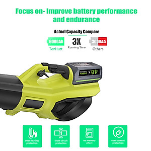 TenHutt 【Upgrade】 6.0Ah 40V Battery Replacement for Ryobi 40V Battery OP4060 for Ryobi 40Volt Cordless Tool Li-ion Battery OP4015 OP4026 OP40201 OP40261 OP4030 OP40301 OP4040 OP40401 OP4050 OP40601