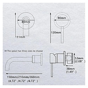 Bathroom Faucet Mixer Sink Faucet Washbasin Matte Black Hot and Cold Water Wall Mounted Spout Bathtub with Lever Handle