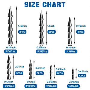 35pcs Nail Weights Kit Tungsten Insert Fishing Weights Sinkers Wacky Worm Nail Sinkers Pencil Weights for Bass Fishing Tackle in Various Sizes