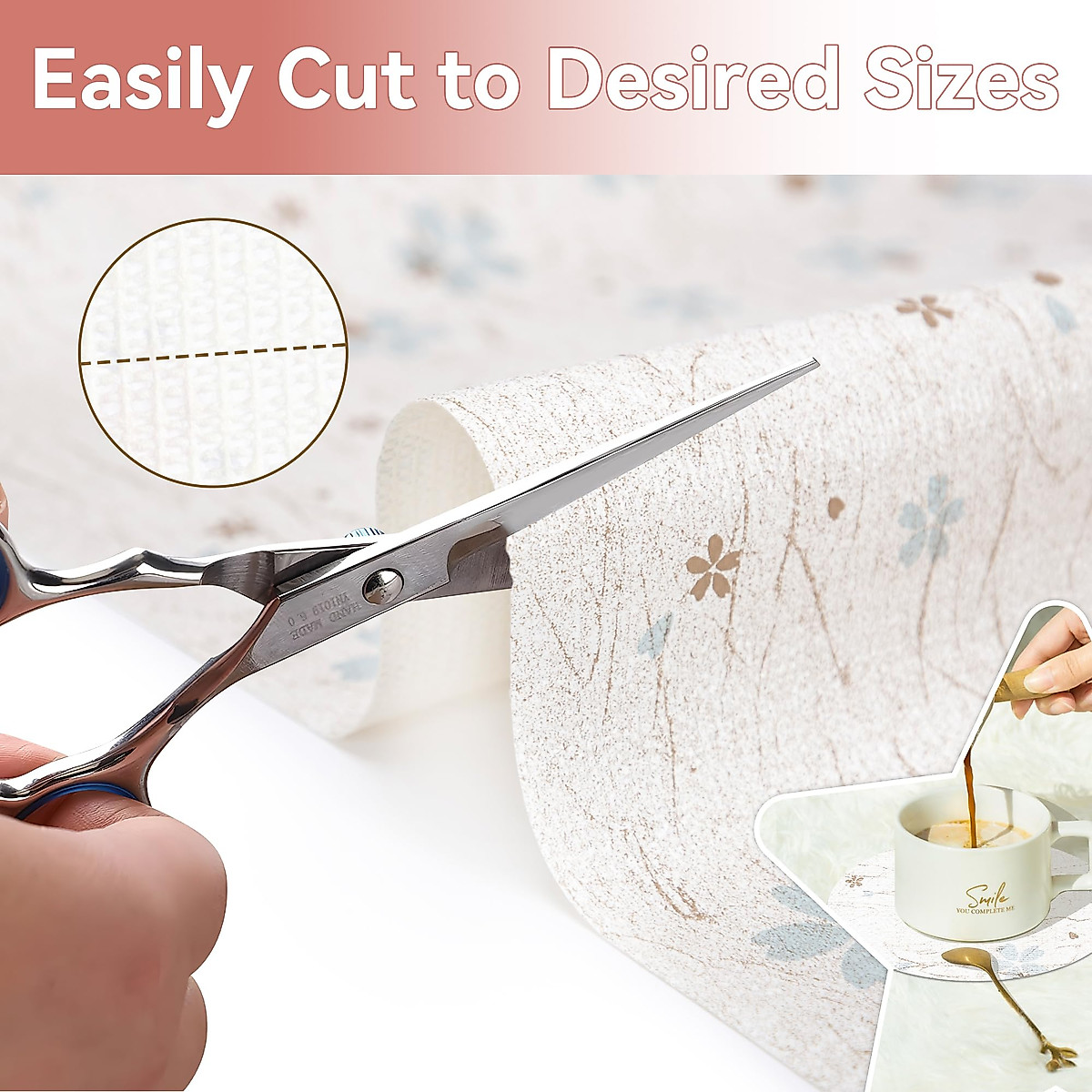 Ray Star Cabinet Liner, 18Inch X 8Feet Waterproof Shelf Liners for Kitchen Cabinets Non-Adhesive Unique Floral Non Slip Grip Liner Easy Clean Pantry Refrigerator Cupboard Drawer