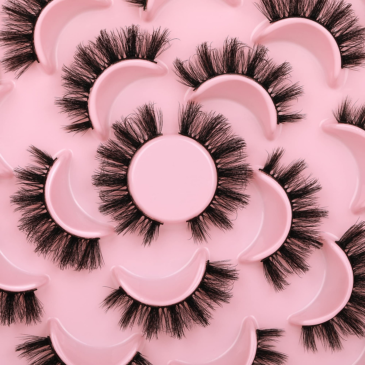 wiwoseo False Eyelashes Russian Strip Lashes Natural Wispy Fluffy 3D Effect D Curly Faux Mink Lashes Pack 16MM Crossing Fake Eyelashes 10 Pairs