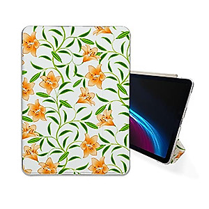 Kawaii Orange Flowers Cute case Compatible with iPad Mini Air Pro 7.9 8.3 9.7 10.2 10.9 11 12.9 inch Pattern Cover New 2022 2021 Trifold Stand 3 4 5 6 7 8 9 Generation 521 (10.2" 7/8/9 gen)