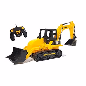 Top Race 8 Channel Full Functional Remote Control Excavator - Backhoe Toys for Boys - Battery Powered Electric RC Remote Control Construction Vehicles with Lights and Sound - for Kids Ages 3 and Up