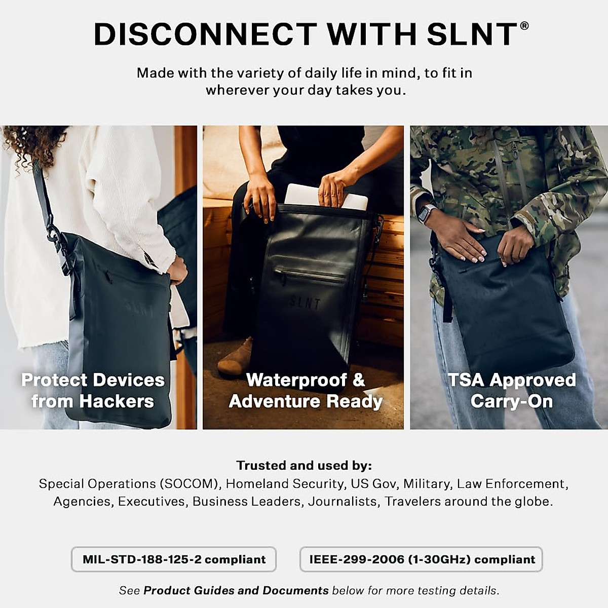 Silent Pocket SLNT Waterproof Faraday Dry Bag Military-Grade Nylon Faraday Bag - RFID Signal Blocking Dry Sack/Waterproof Laptop Backpack Protects from Water, Spying, Hacking (6 Liter)