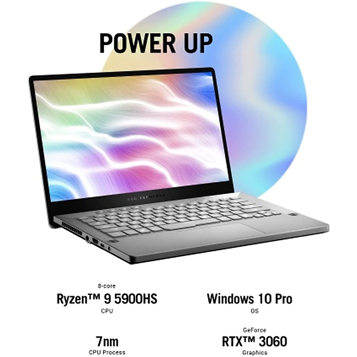 Asus ROG Zephyrus G14 Ultra Slim Gaming Laptop, 14'' 120Hz QHD Display(2560x1440) ,AMD Ryzen 9 5900HS ,NVIDIA GeForce RTX 3060,24GB RAM, 1TB PCIe SSD, Fingerprint Reader, Windows 10, Moonlight White