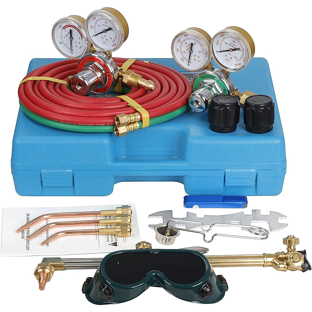 BBBuy Oxygen & Acetylene Gas Cutting Torch and Welding Kit Portable Oxy Brazing Welder Tool Set with Two Hose, Storage Case-Portable Cutting Torch Set Welder Tools