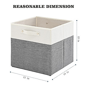 SANCARDY BNDSKLAI Foldable Cube Storage Bins 13x13x13 Inch [6-Pack],Collapsible Shelf Storage Baskets,Fabric Storage Baskets with Handles,Suitable for Shelf,Closet,Cabinet(White/Grey)