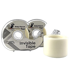 Greyparrot Office Tape Clear Refill Rolls + Dispenser(8 Pack),(3/4” X 1000in/pack). for Craft Jobs, Gift Wrapping, Office Work Glossy Finish, Refillable (8000 inch/Total(Matte)