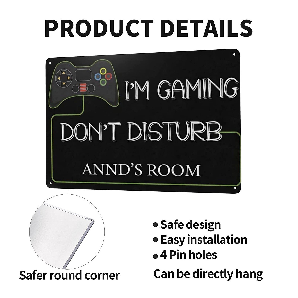 YILMEN I'm Gaming Don't Disturb Personalized Custom Game Room Sign Kids Boys Bedroom Decorative Nameplate Accessories Humorous Warning Words Door Sign Hanging Creative Gift