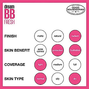 Maybelline Dream Fresh Skin Hydrating BB Cream, 8-in-1 Skin Perfecting Beauty Balm With Broad Spectrum Spf 30, Sheer Tint Coverage, Oil-Free, Deep, 1 Fl Oz