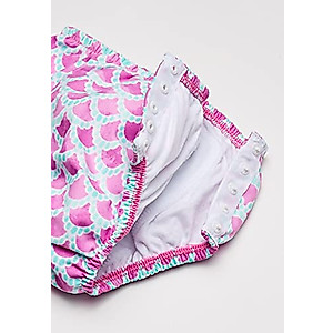 Swim Time Girls' Reusable Swim Diaper UPF 50+ with Side Snaps, Purple Mermaid Print, Medium