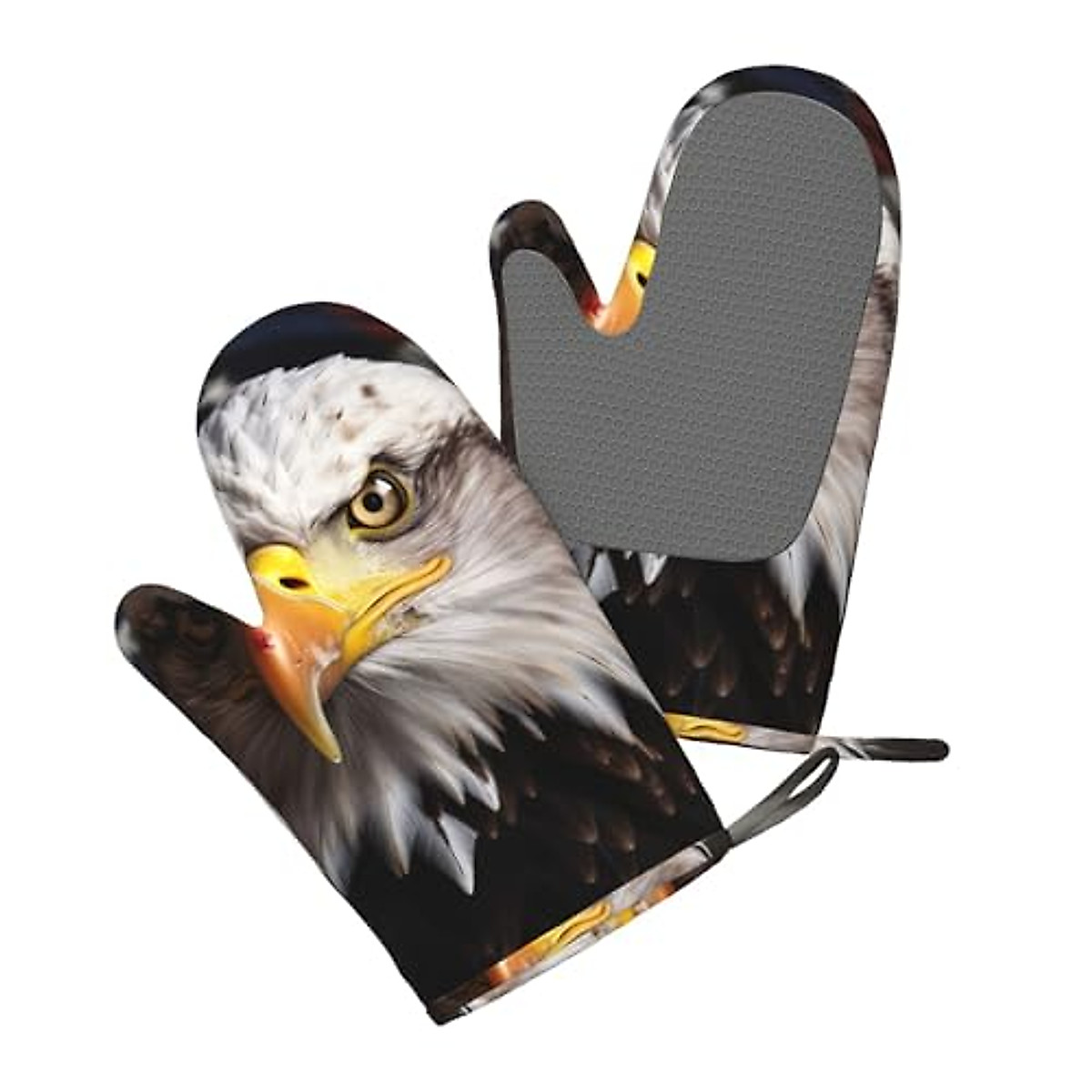 America Flag and Eagle Printed Oven Mitts Heat Resistant Oven Gloves Non-Slip Silicone Kitchen Gloves for Cooking Baking BBQ Gloves 1 Pair