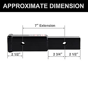 REYSUN Receiver Tube 864333 Trailer Hitch Extender 7 inch Extension, Fits 2 inch Hitch Receiver, 3,500lbs G.T.W, Hitch Pin and Clip Included…