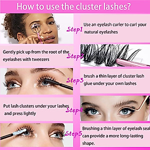DIY Lash Extension Individual Full Volume Lashes 300Pcs Wispy Curly Clusters Lashes 40D 9mm-16mm D Curl Natural False Lashes Extensions DIY at Home ，by Zovimi (40D Lash Clusters)