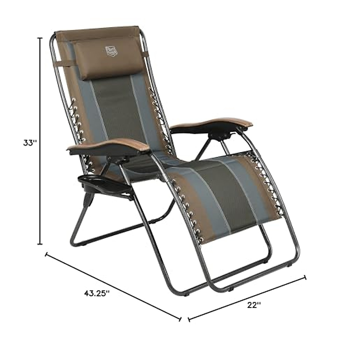 TIMBER RIDGE Outdoor Reclining Patio Chair XL (1 Count) and 33In Wide XXL Zero Gravity Reclining Lounge Chair