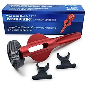 WAVESRX 12" Aluminum Sand Spike Beach Anchor - WaveCobra | Keeps Your Watercraft Securely Anchored Near Shore, Sandbar or in Shallow Water | Ultra Light Patent Pending Design for Jet Ski & Small PWC